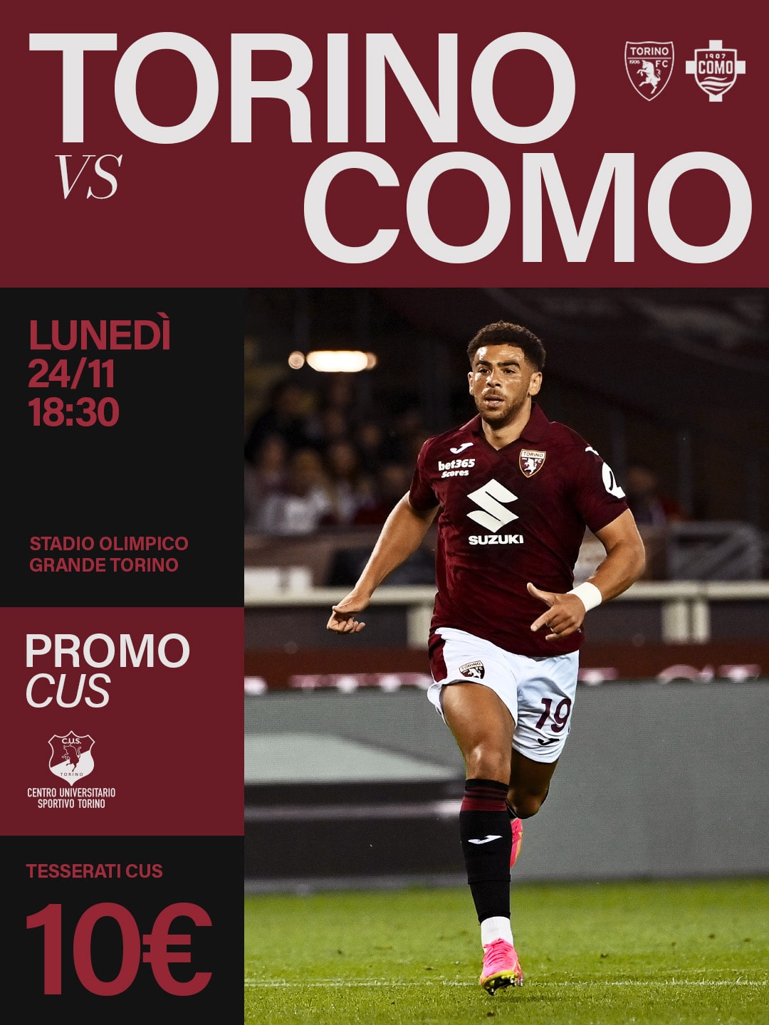 Torino vs Como: promo per i possessori di CUS Card! - CUS TORINO